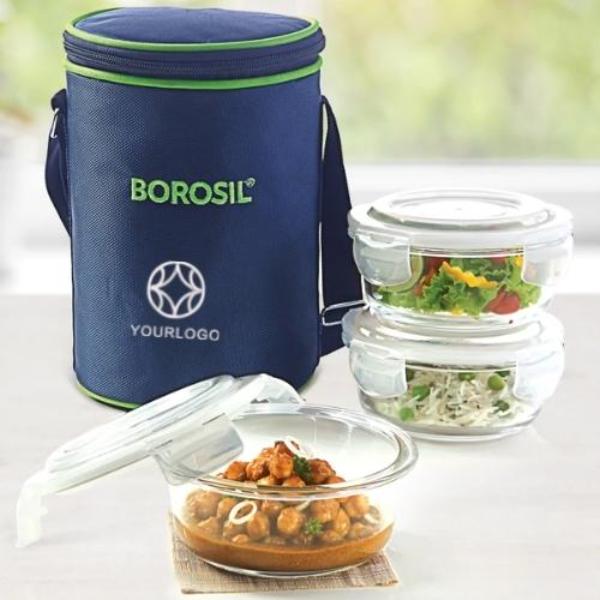 Borosil Set of 3 Lunch Box Round - Corporate Gifting | BrandSTIK